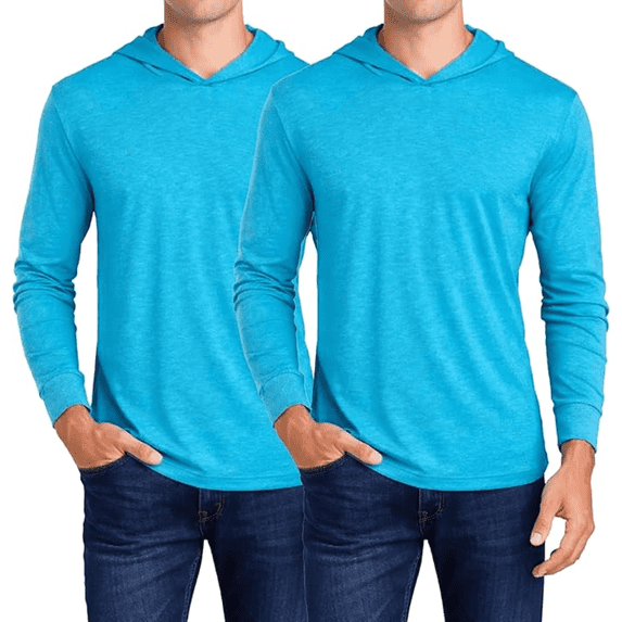 2 Pack Men's Hooded Long Sleeve T-Shirts, Lightweight Triblend Cotton ...