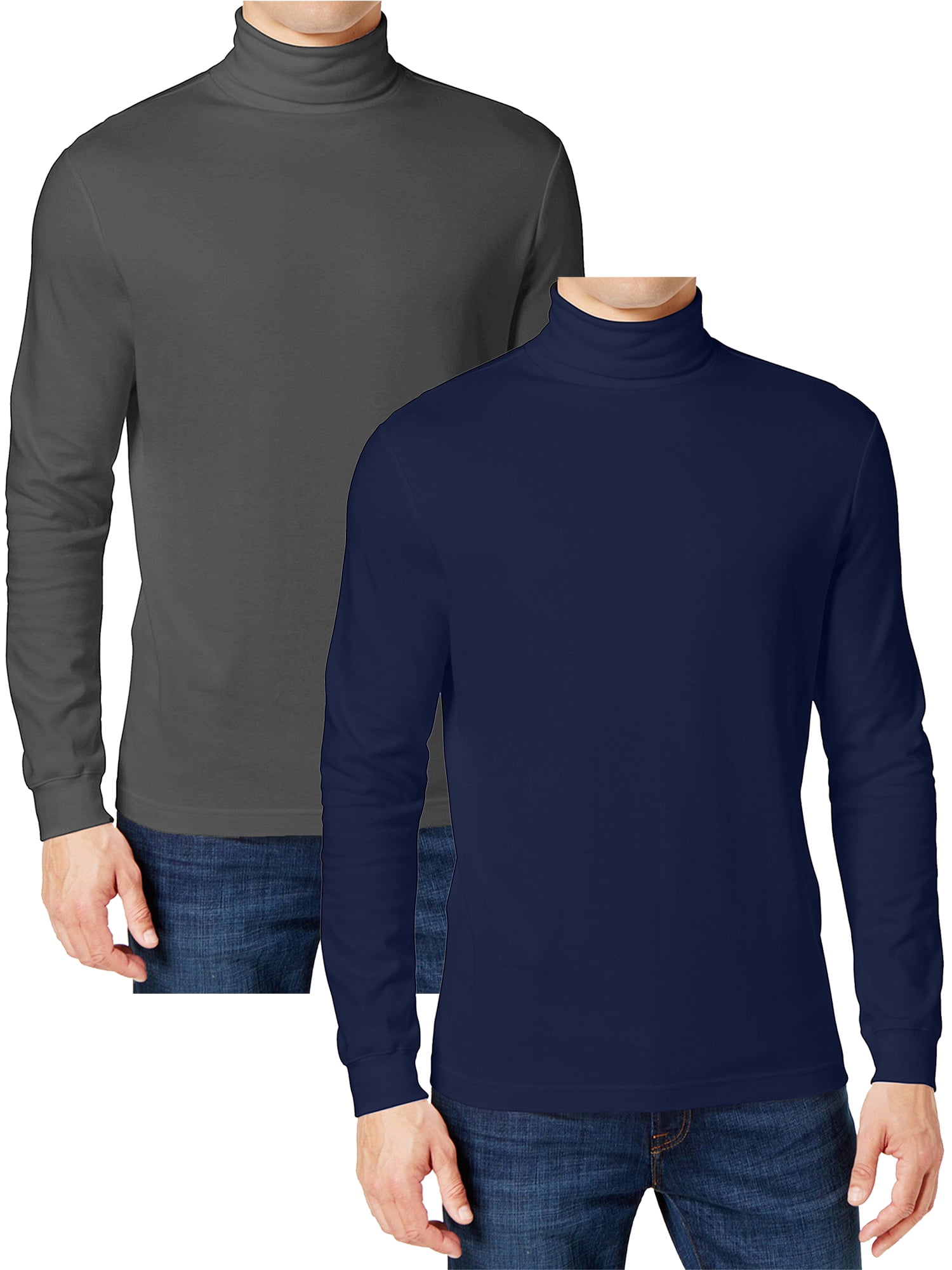2-Pack Men's Long Sleeve Turtle Neck T-Shirt (Sizes, S to 2XL ...