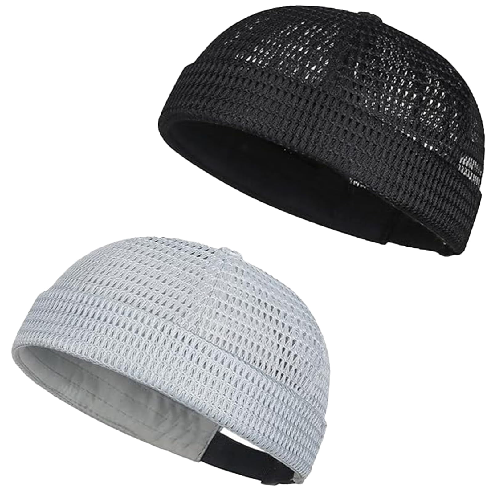2 Pack Men's Mesh Brimless Hat – Lightweight Breathable Docker Beanie ...
