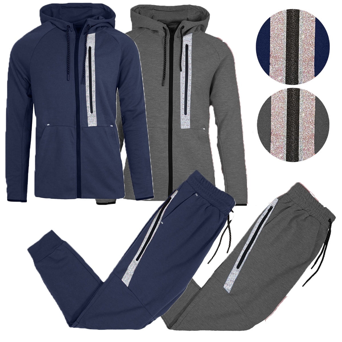 2-Pack Men's Modern Fit Full Zip Tech Fleece Hoodie and Jogger 2-Piece ...