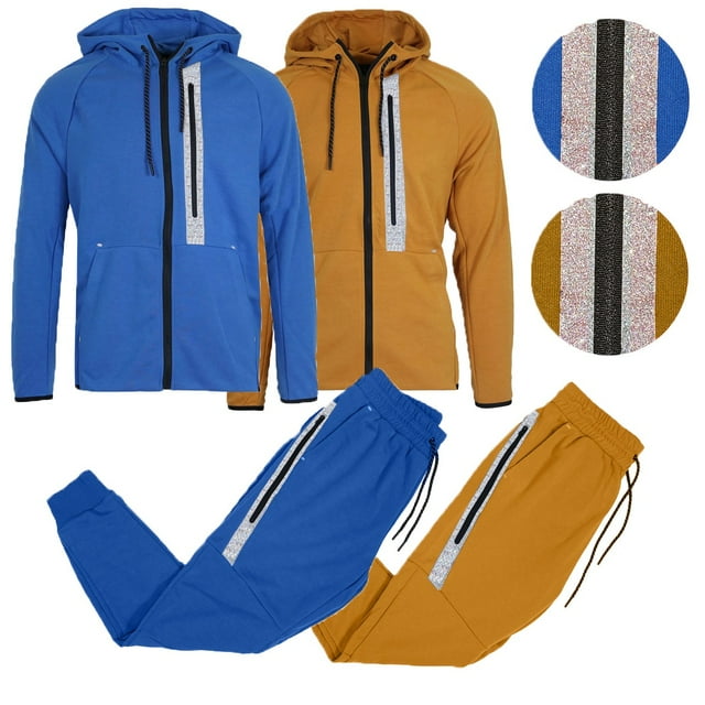 2-Pack Men's Modern Fit Full Zip Tech Fleece Hoodie and Jogger 2-Piece ...