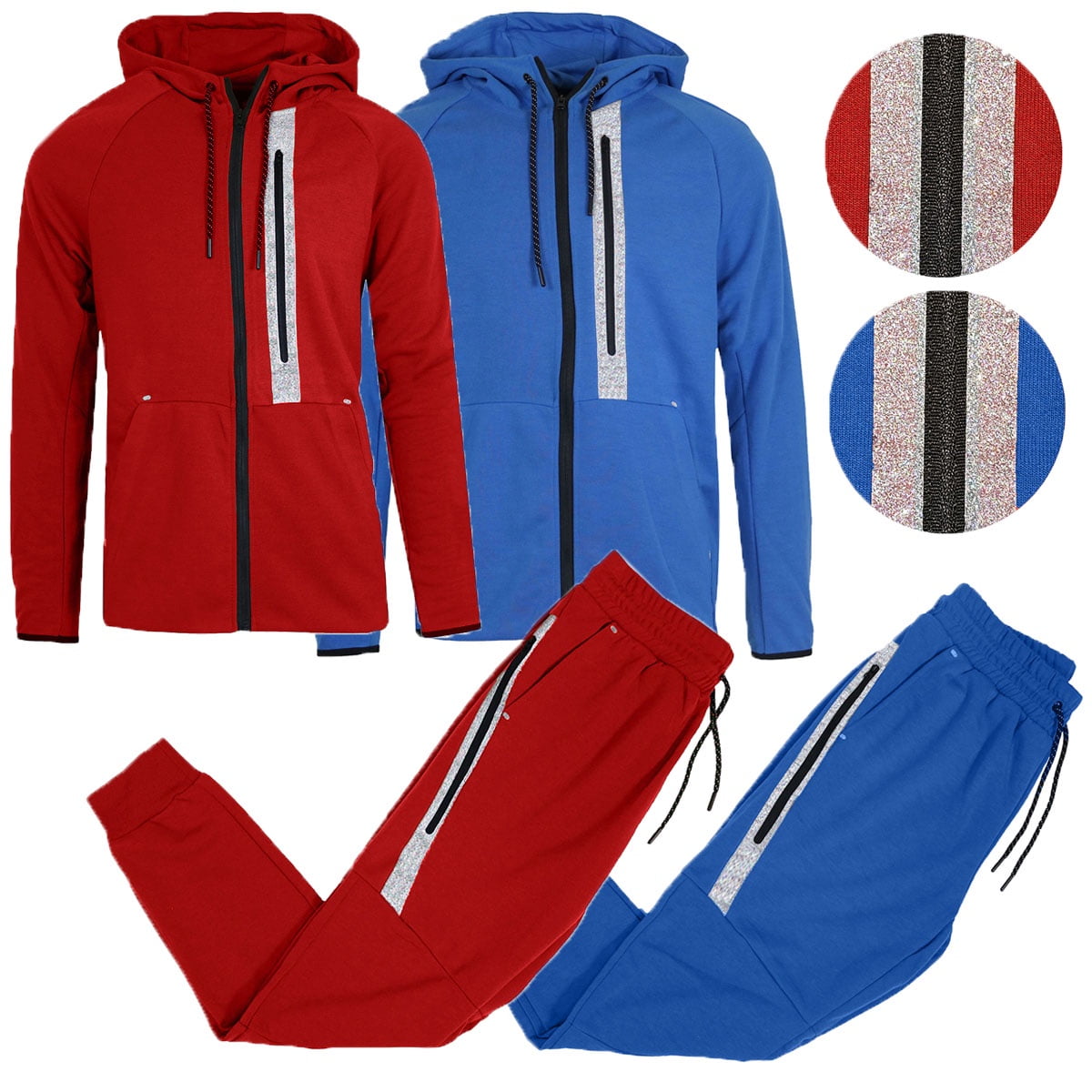 2-Pack Men's Modern Fit Full Zip Tech Fleece Hoodie and Jogger 2-Piece ...