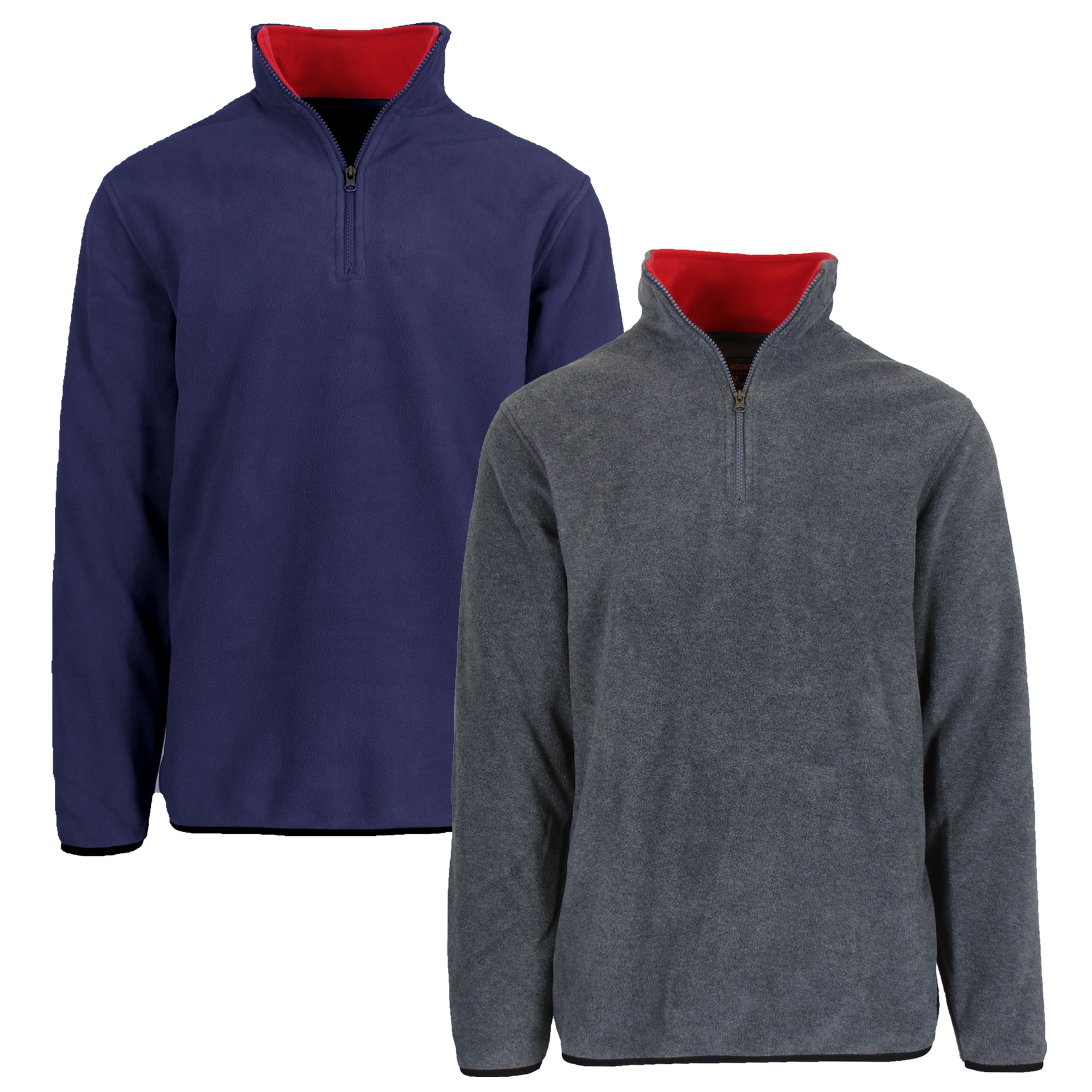 2-Pack Men's Polar Fleece Pullover Quarter Zip Sweater (Sizes, S-2XL ...