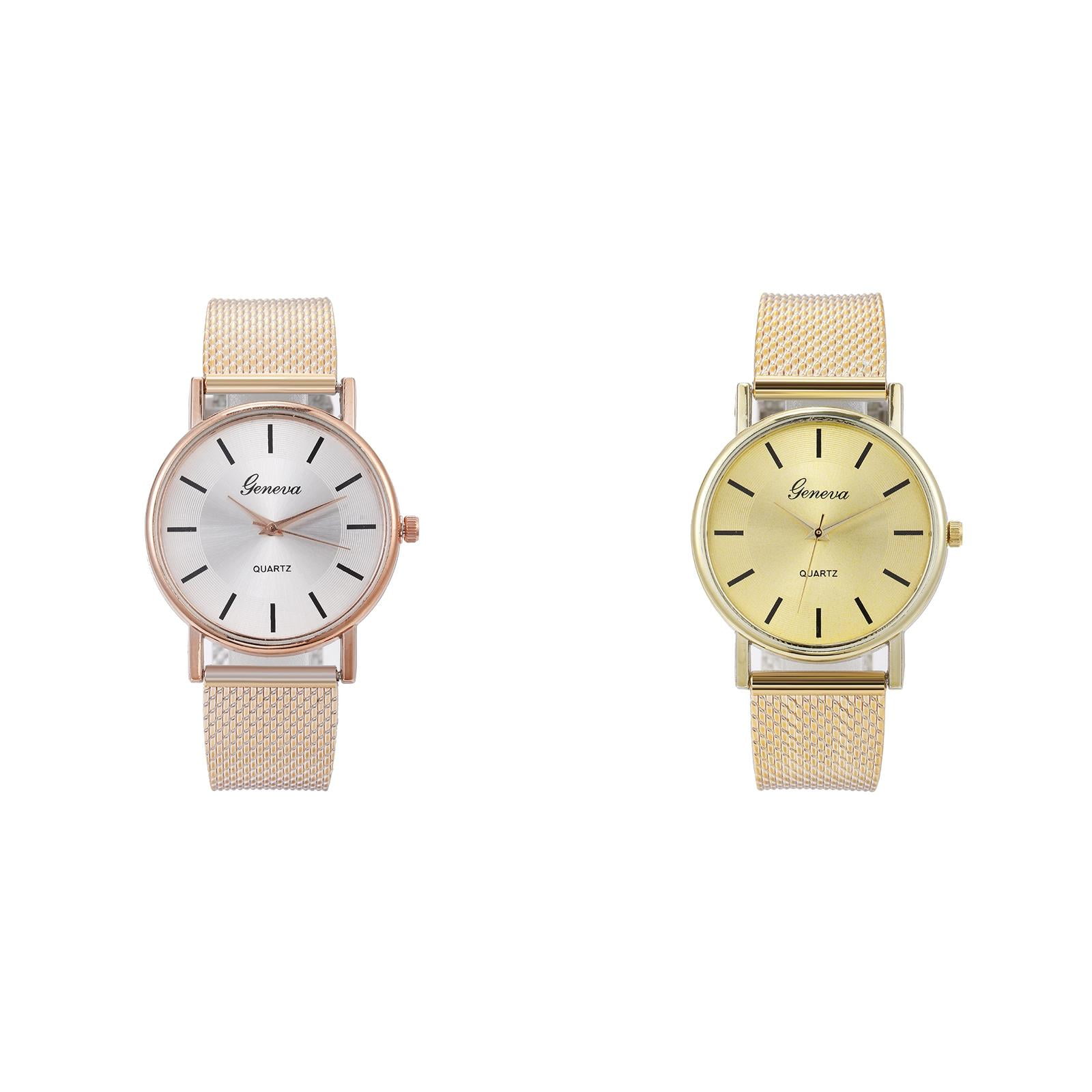 2-Pack,Men's Quartz Steel Stainless And Number Women Wrist Watch Ladies ...