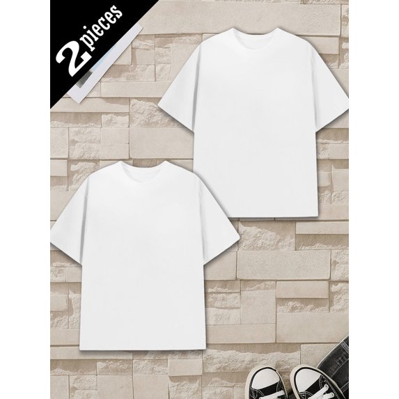 2-Pack Men's Short Sleeve Solid Crew Neck Regular-Fit Casual Summer ...