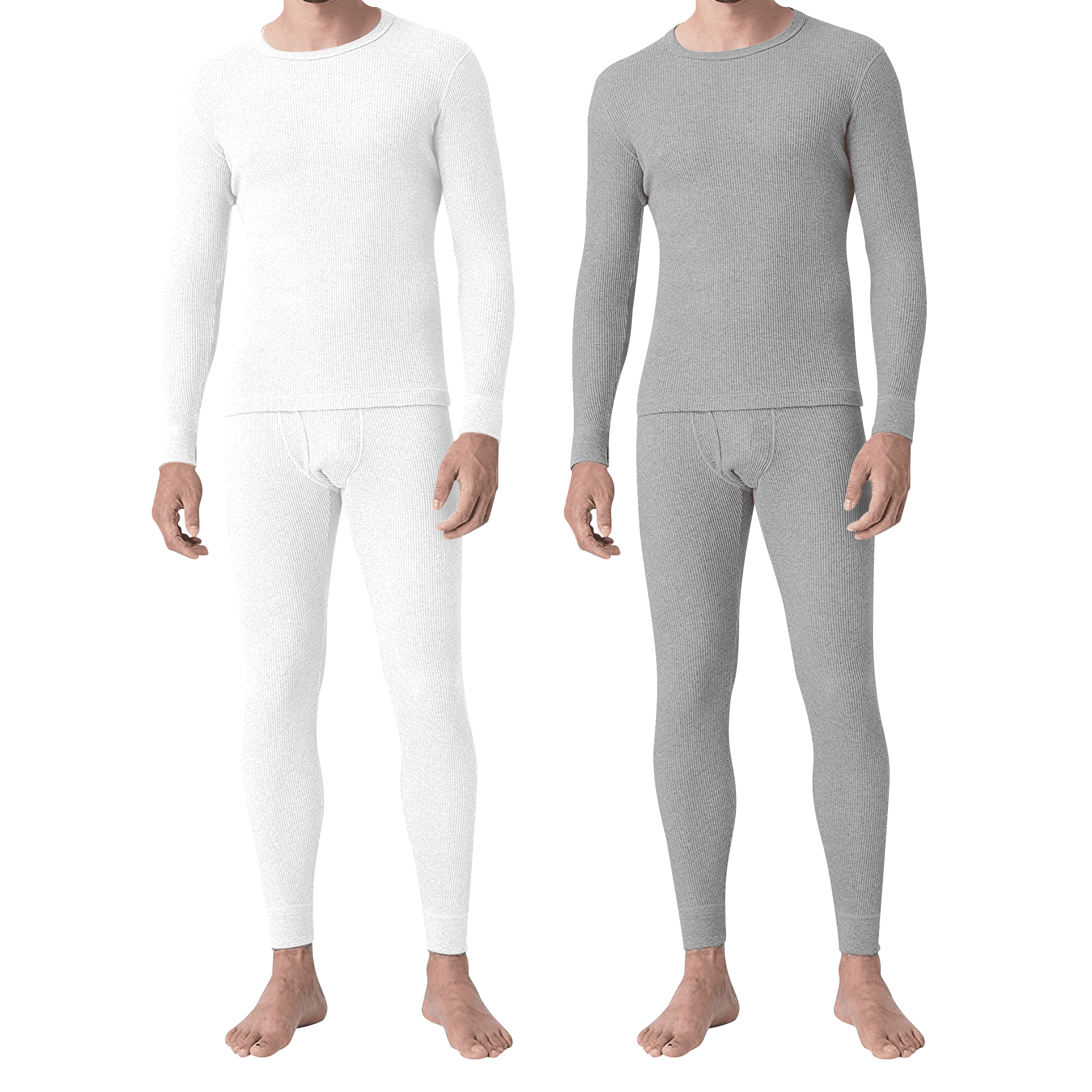 2 Pack Mens Super Soft Cotton Waffle Knit Thermal Underwear Set