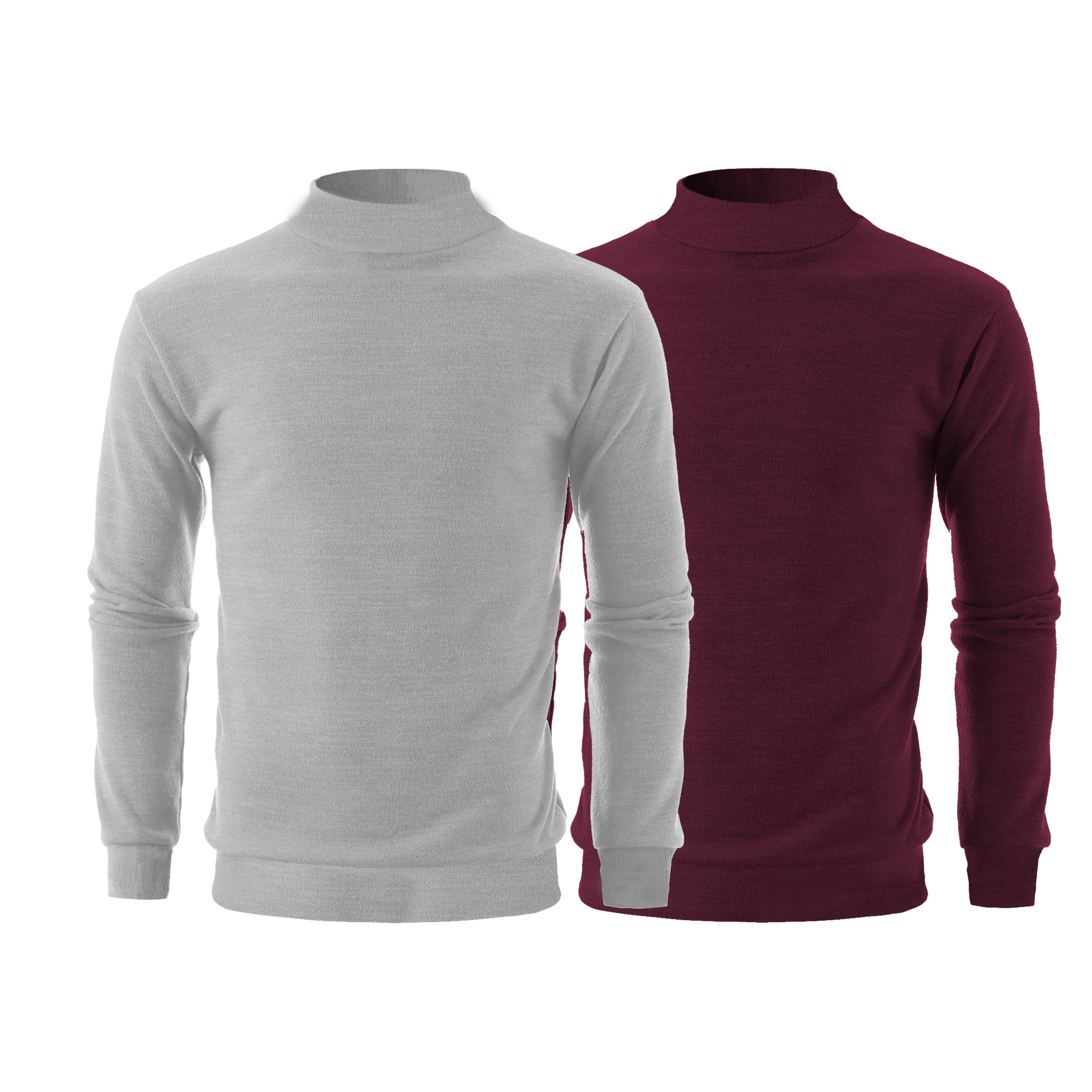 2-Pack Men's Winter Warm Cozy Cold Knit Pullover Top Slim Fit Mock Neck ...