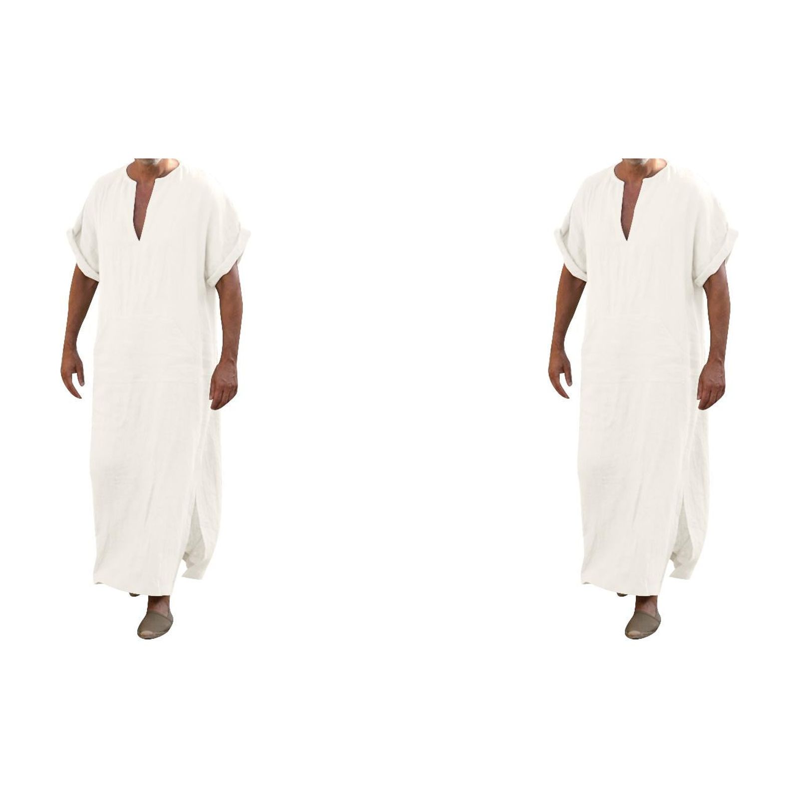 2 Pack Mens Casual Fashion Muslim Cowboy Shirts Men Cotton V Neck Short ...