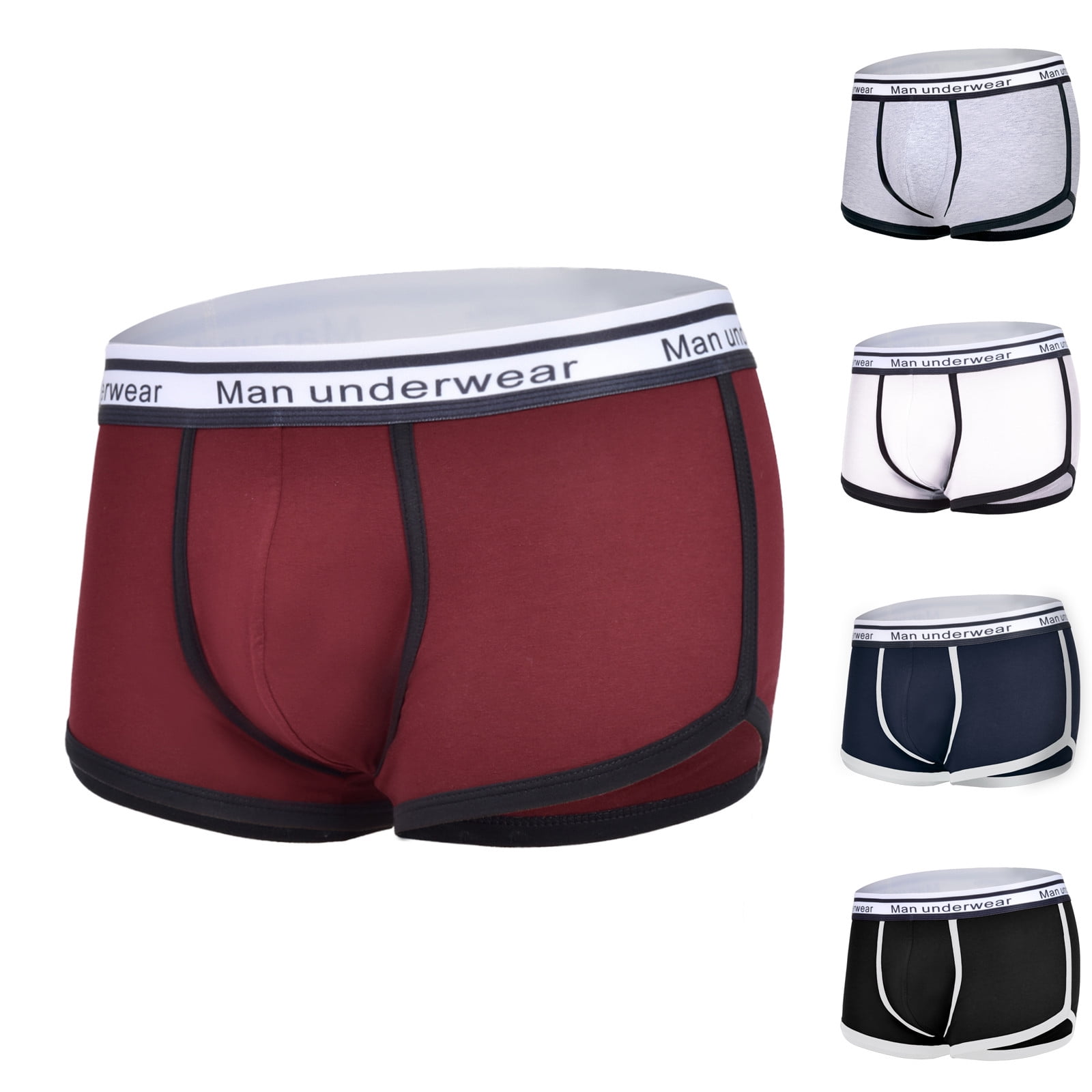 2 Pack Mens Cotton Blend Boxer Briefs Mid Waisted Long Leg Underwear ...