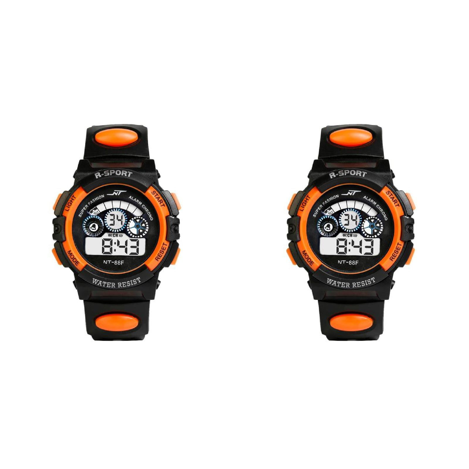 2 Pack,Mens Digital LED Quartz Alarm Date Sports Wrist Watch Sports ...