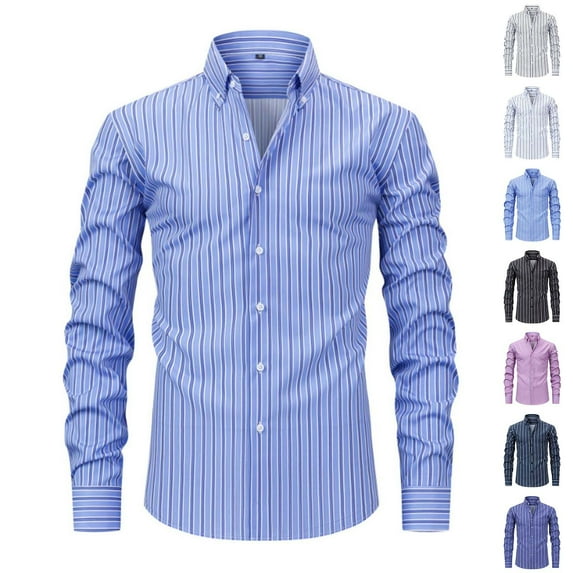 2 Pack Mens Dress Shirts Long Sleeve Button-Up Collared Shirt Business ...