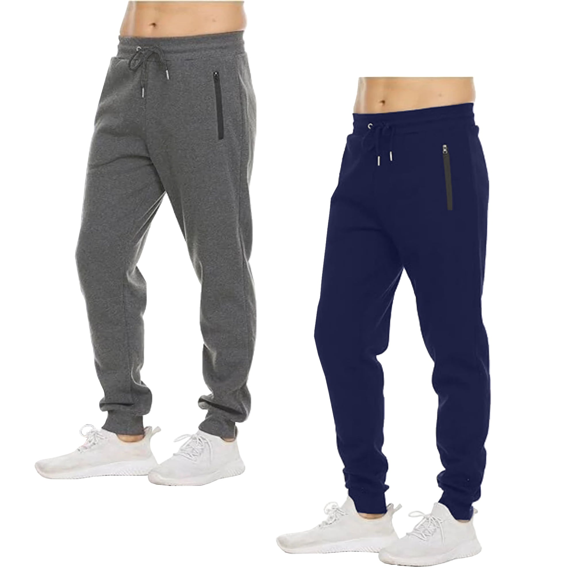 2 Pack Mens Fleece Jogger Pants - Walmart.com