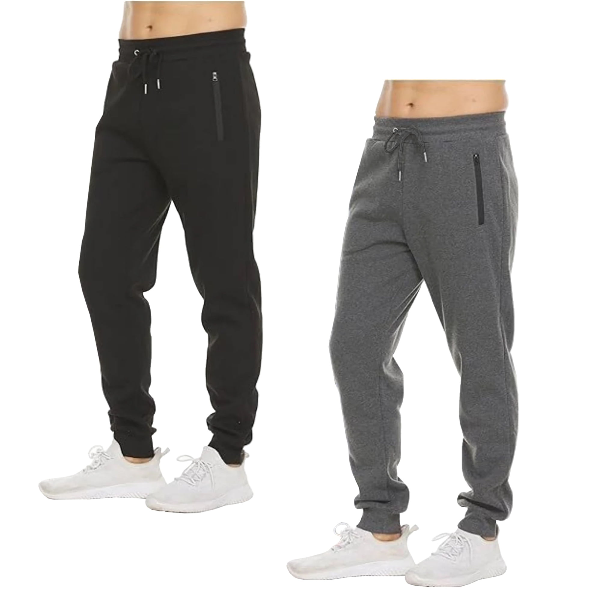 2 Pack Mens Fleece Jogger Pants - Walmart.com