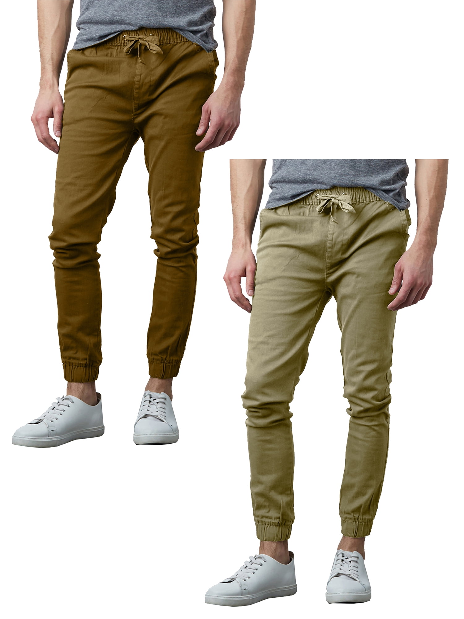 2-Pack Mens Slim-Fit Cotton Twill Jogger Pants (S-2XL) - Walmart.com