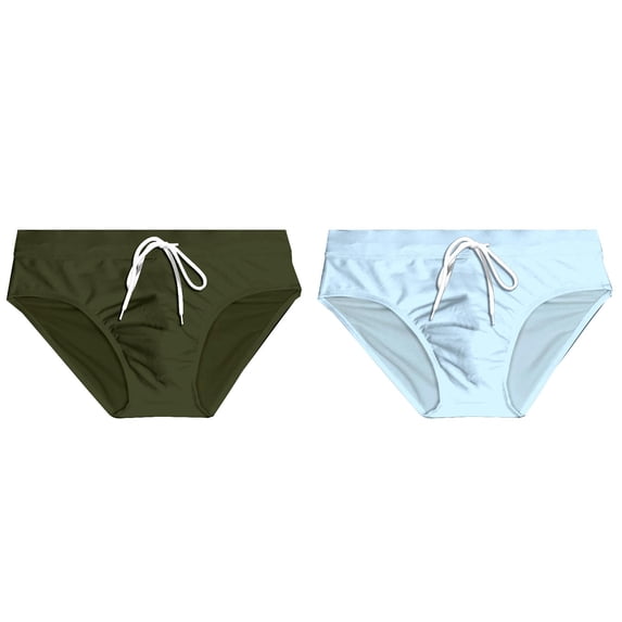 2 Pack Mens Swim Briefs Quick Dry Drawstring Underpants Sport Swimsuit ...