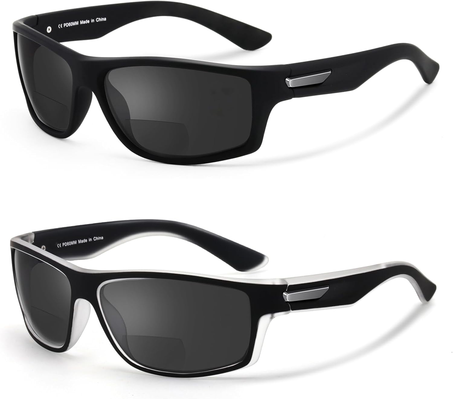 2-Pack Mens Ultimate Bifocal Sunglasses with Readers Built In Sporty ...