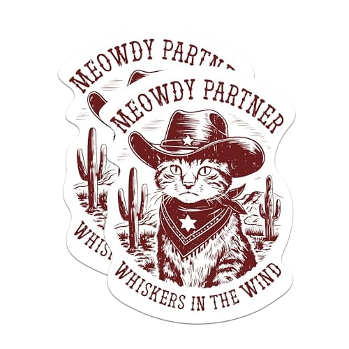 (2 Pack) Meowdy Partner Whiskers in The Wind Stickers - Cat Lover ...