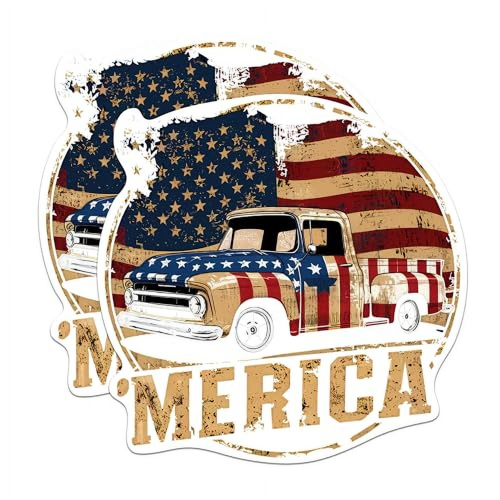 (2 Pack) Merica Flag Truck Stickers - 5 Inches On Longest Side ...