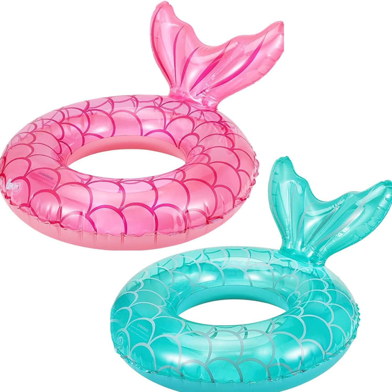 2 Pack Mermaid Swimming Ring, Mermaid Tail Shaped Pool Swimming Float ...
