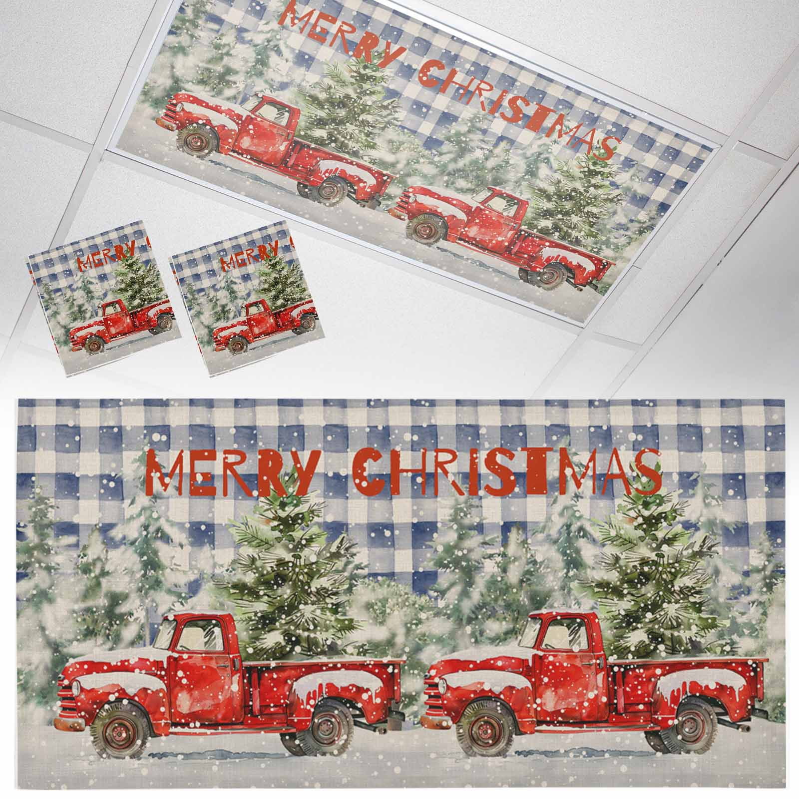 2 Pack Merry Christmas Fluorescent Light Covers for Ceiling Lights Xmas ...