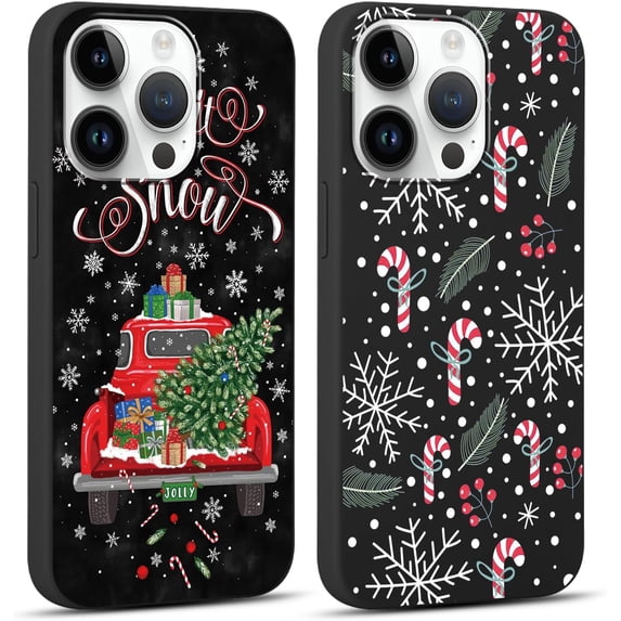 2 Pack Merry Christmas Phone Case for iPhone 15 Pro 6.1", Cute Silicone ...