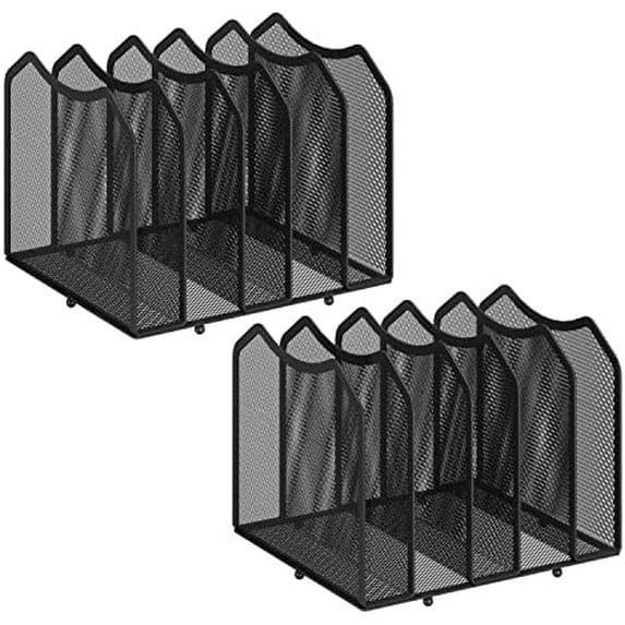 2 Pack Mesh Desktop File Sorter Organizer, 5-Section Vertical File ...