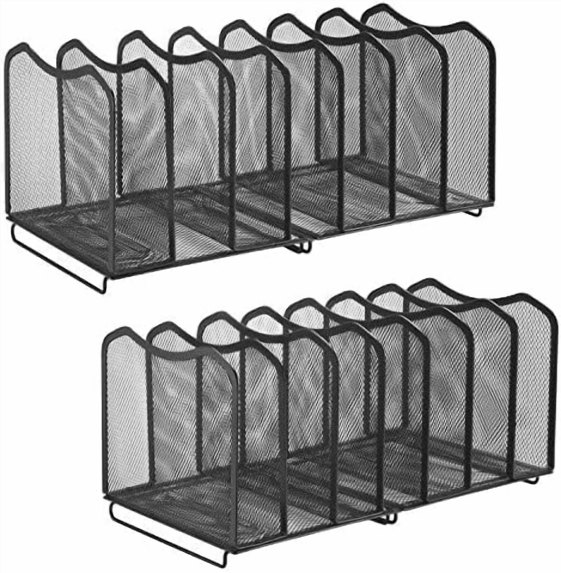2 Pack Mesh Desktop File Sorter Organizer, 7-Section Bookshelf For Desk ...