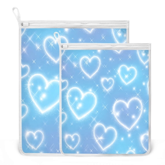 2 Pack Mesh Laundry Bags Blue Diamond Heart Shower Durable Polyester ...