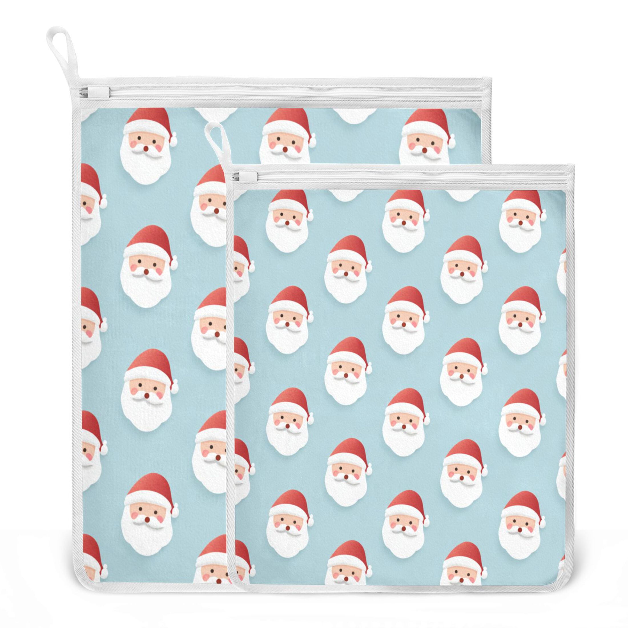 2 Pack Mesh Laundry Bags Cartoon-style Santa Claus Faces Durable ...