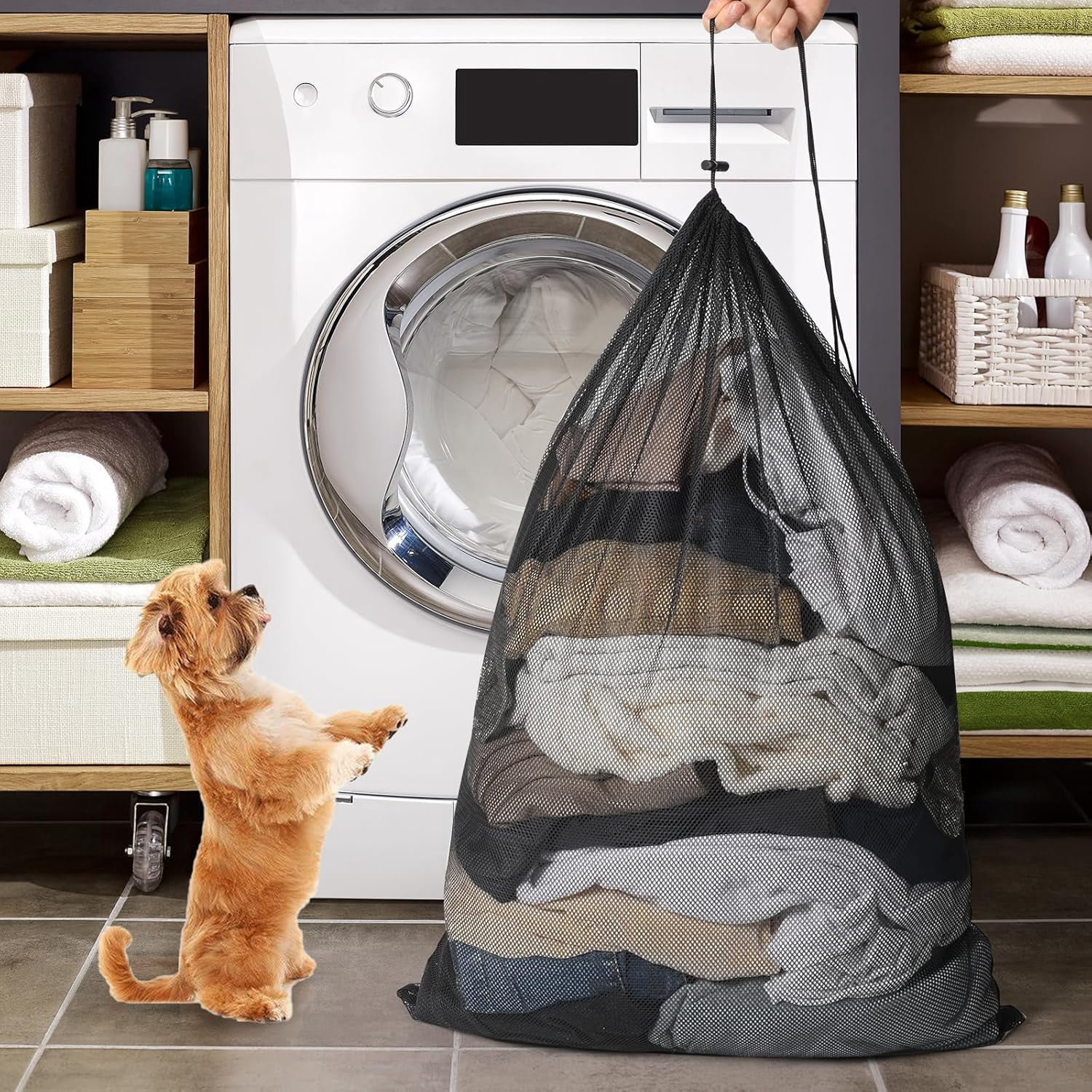 2 Pack Mesh Laundry Bags - Large and Small Heavy Duty Laundry Wash Bags ...