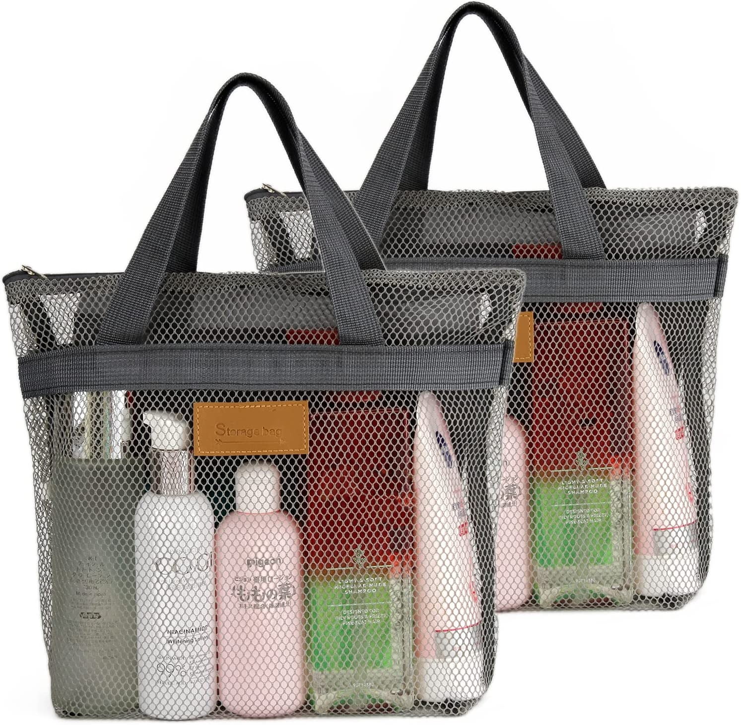 2 Pack Mesh Shower Bag Easily Carry, Organize Bathroom Toiletry ...
