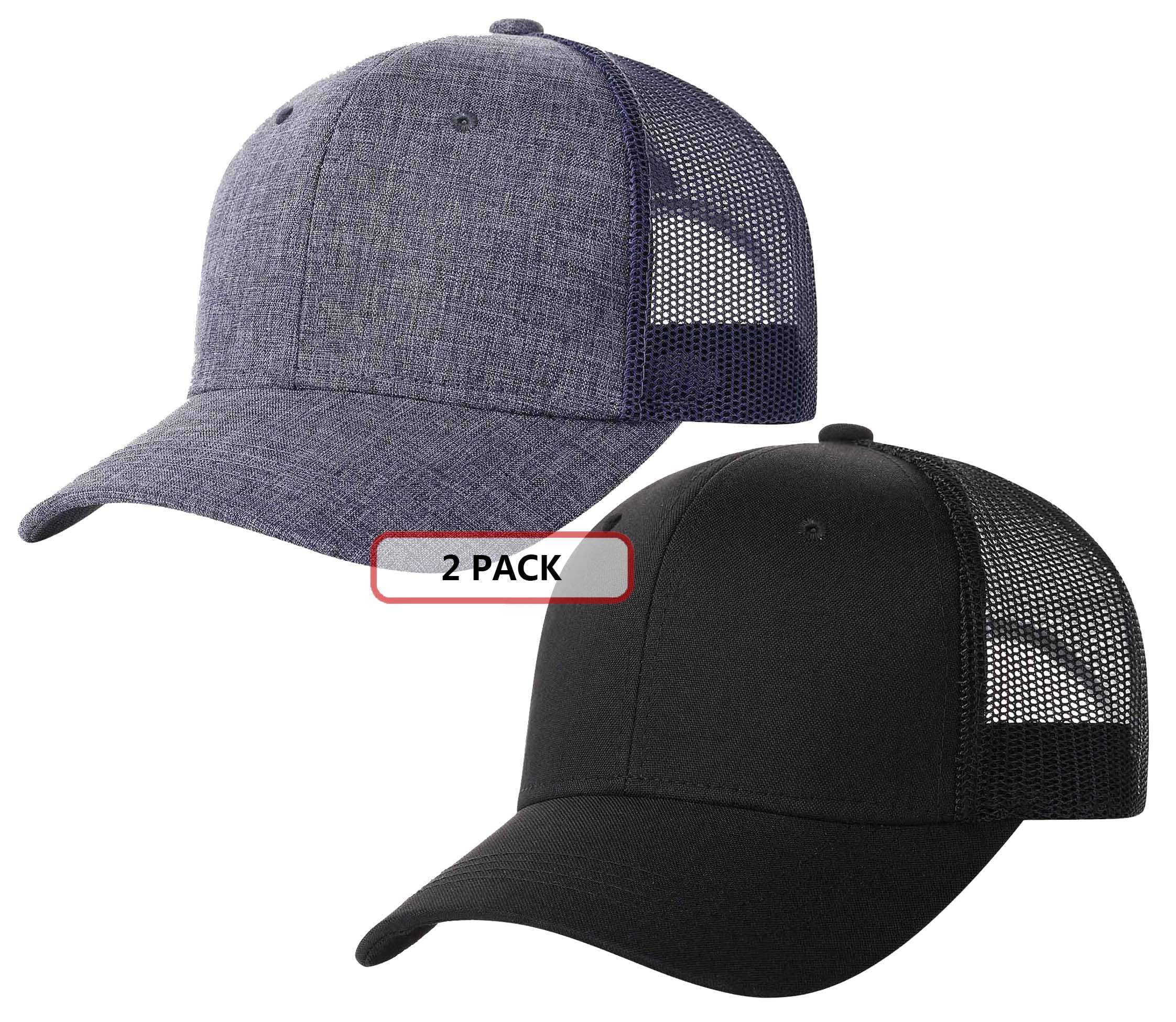 2 Pack Mesh Trucker Hat Plain Summer Cool No-Logo Ball Caps for Men ...