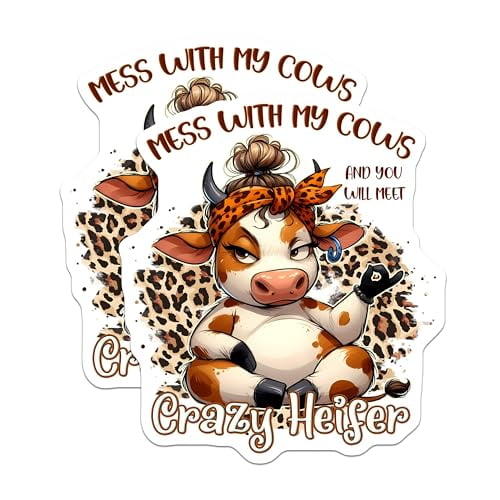 (2 Pack) Mess with My Cows Magnets - Funny Cow - Crazy Heifer - 5" On ...