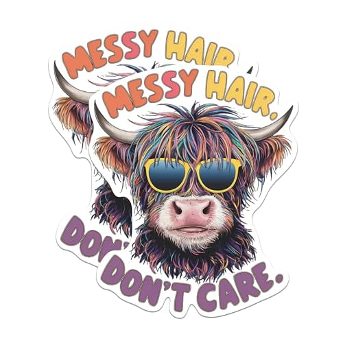(2 Pack) Messy Hair. Don't Care. Stickers - Funny Punny Animal Sarcasm ...