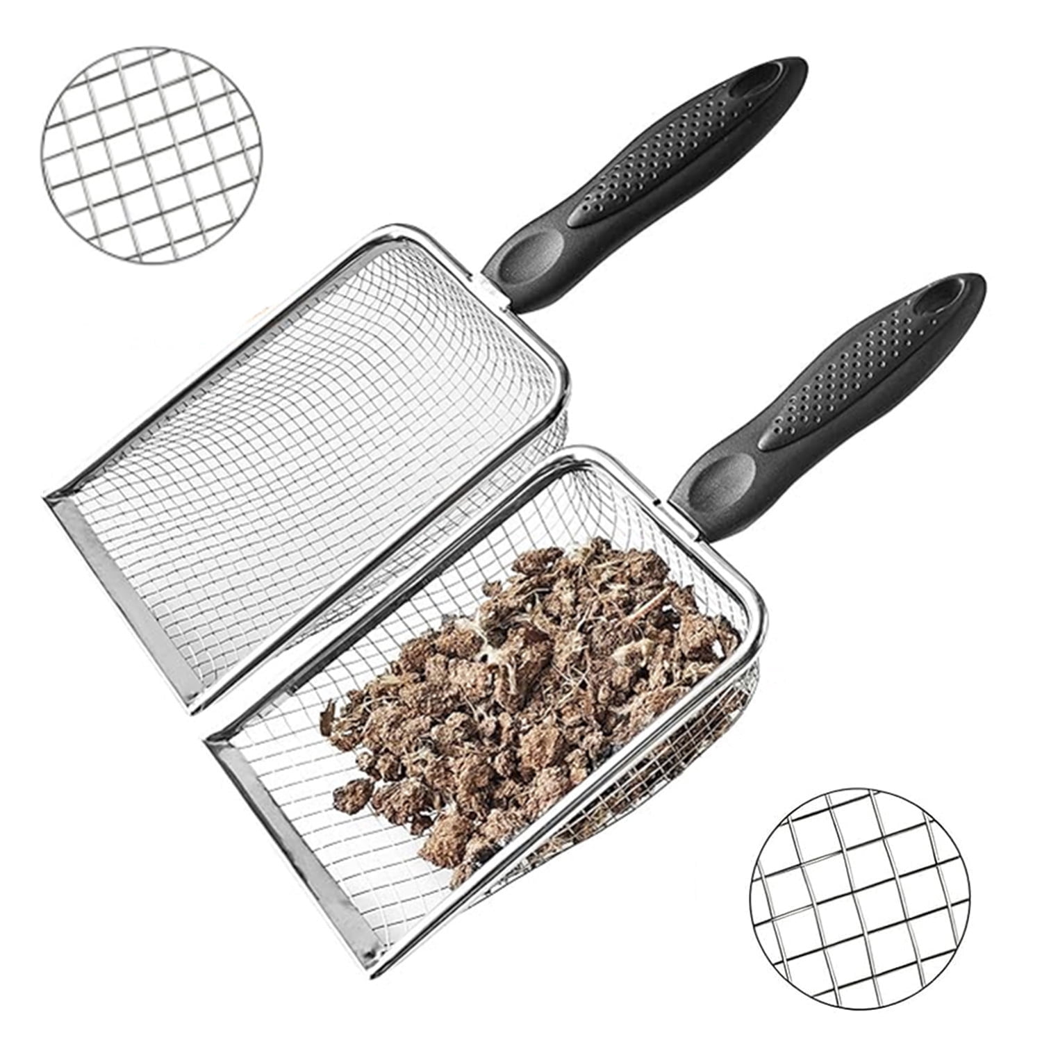 2 Pack Metal Chicken Coop Poop Scoop & Rake Set, Mesh Sifting Shovel ...
