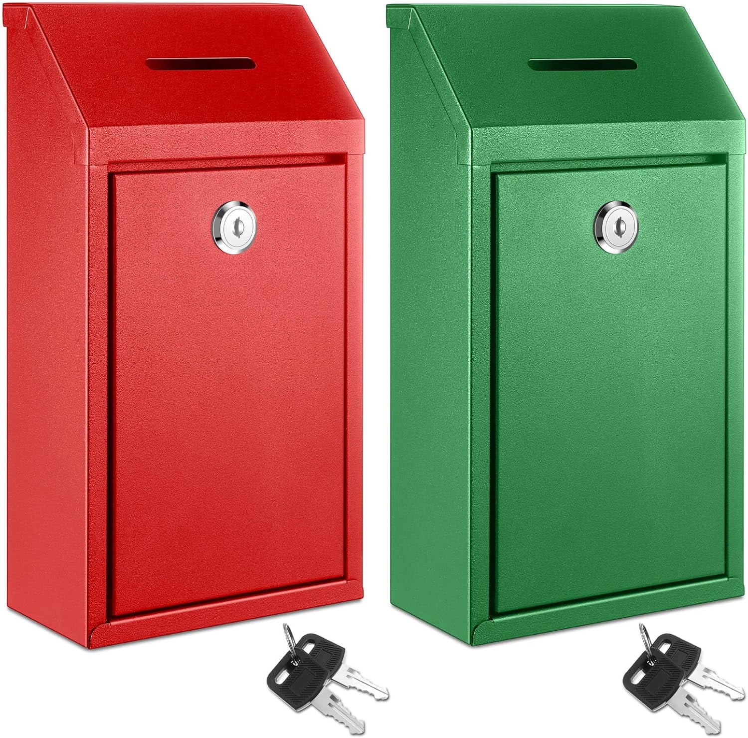 2 Pack Metal Donation Boxes for Money Collection Suggestion with Lock ...