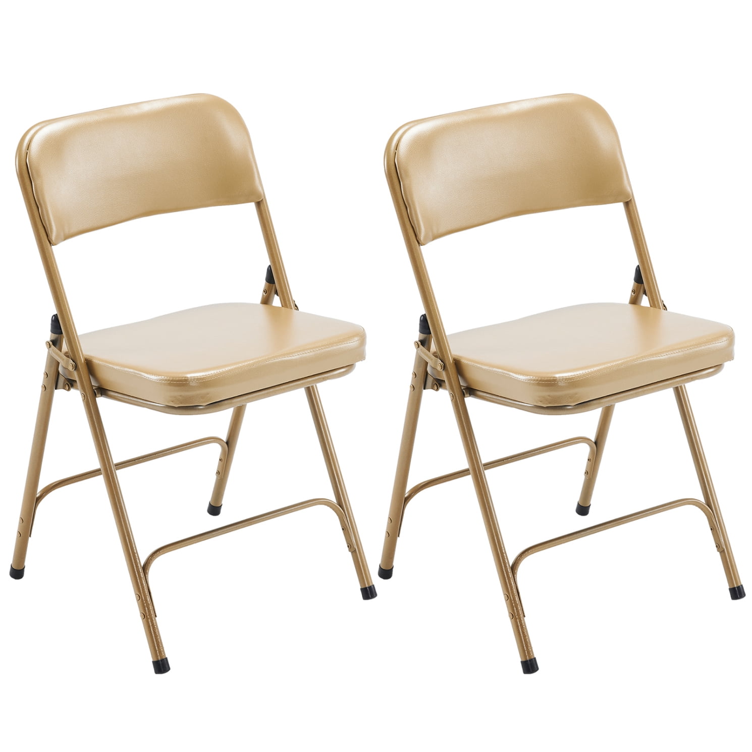 2 Pack Metal Folding Chairs with Padded Cushion and Back, Comfy Indoor ...