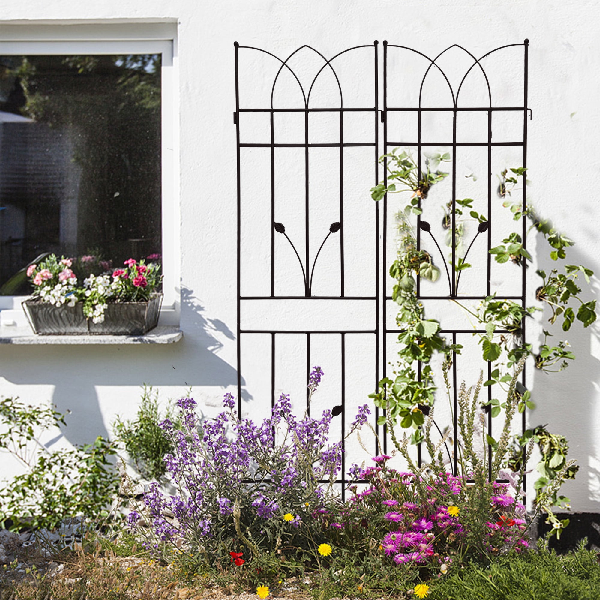 2 Pack Metal Garden Trellis 71" x 17.7" Rustproof Trellis for Climbing ...