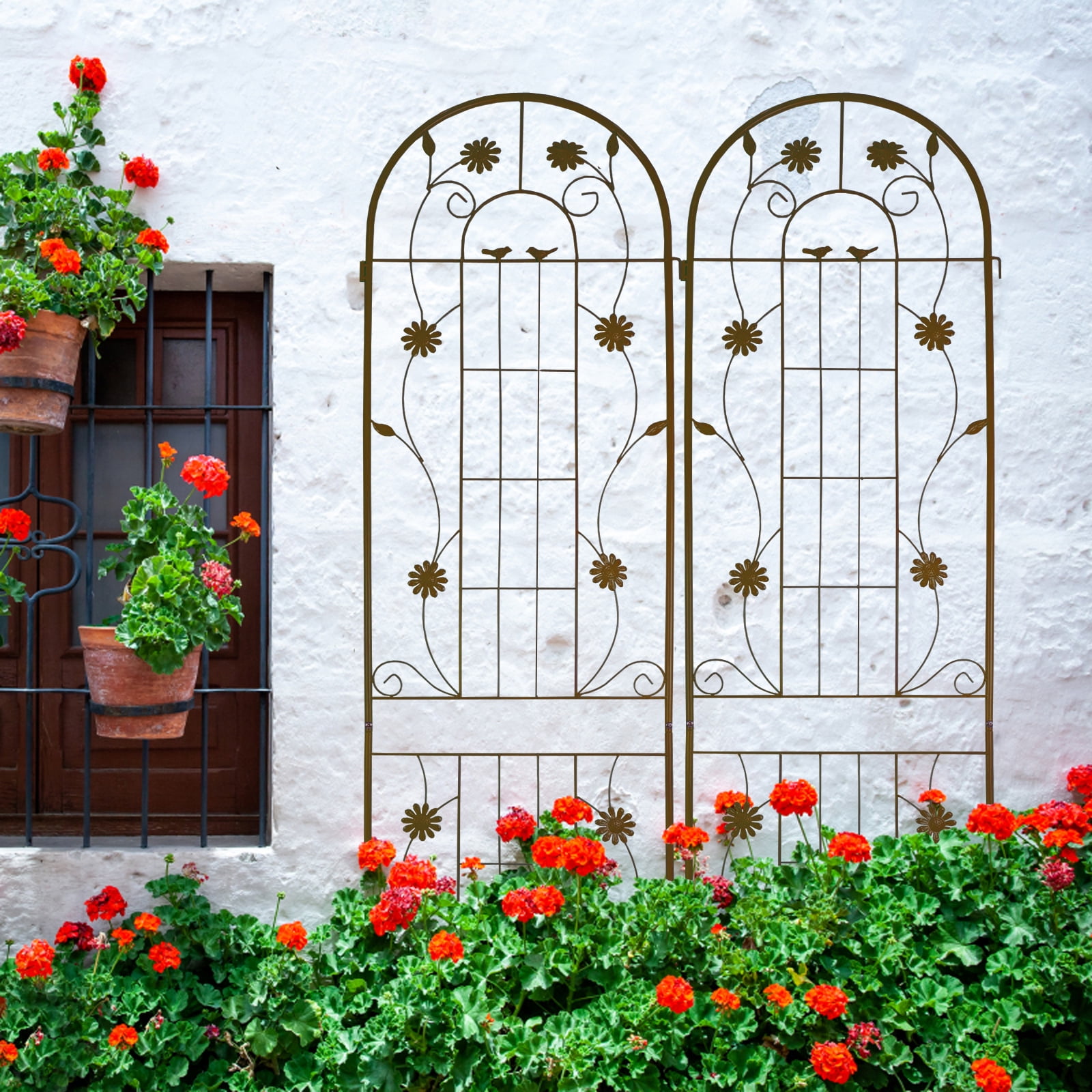 2-Pack Metal Garden Trellis 86.7" x 19.7" - Rustproof Outdoor Climbing ...