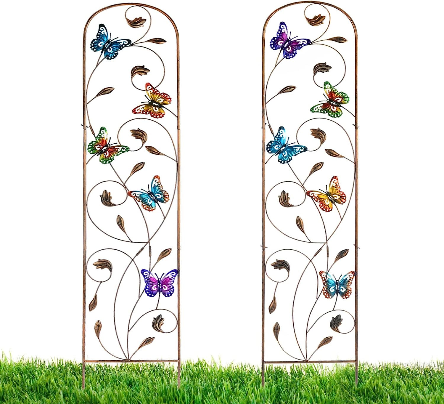 2 Pack Metal Garden Trellis with Colorful Butterfly 60 Inch High ...