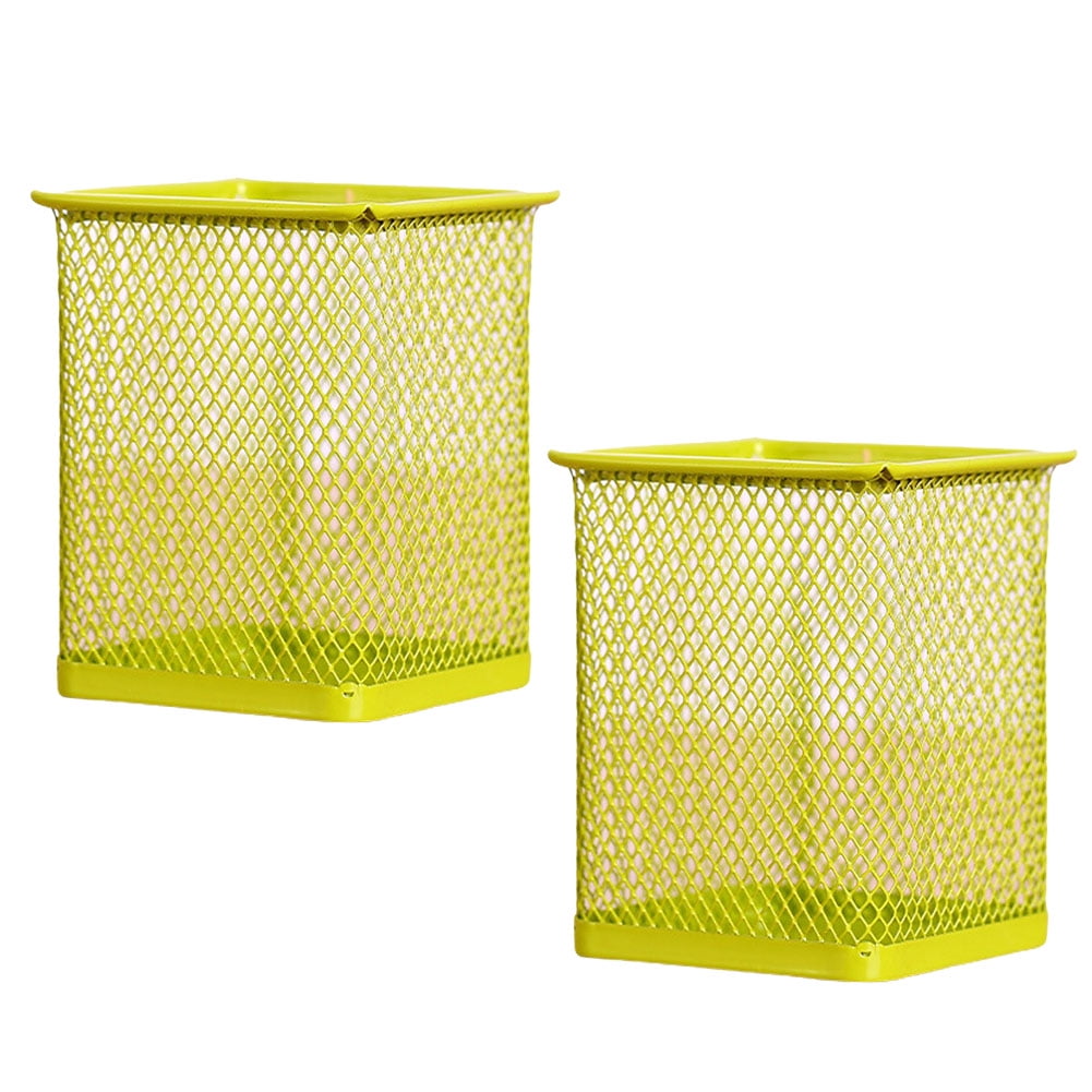 2 Pack Metal Pen Holder Square Mesh Pencil Holder Desk Organizer Mesh ...