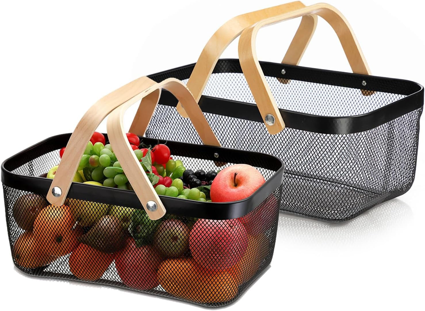 2 Pack Metal Picnic Baskets,Garden Basket,Metal Mesh Garden Harvest ...