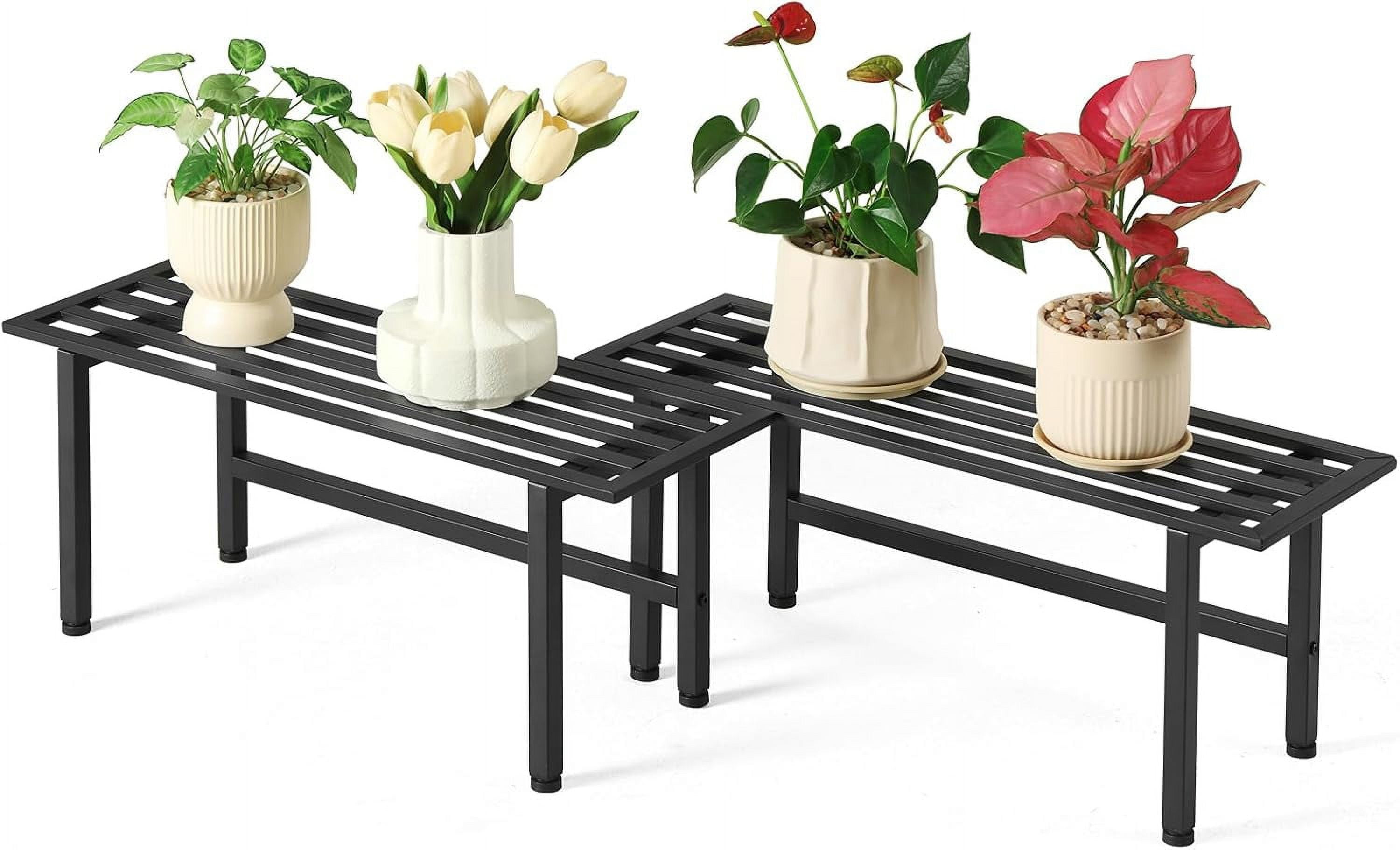 2 Pack Metal Plant Stand Outdoor Plant Shelf Indoor,1 Tier Heavy Duty ...