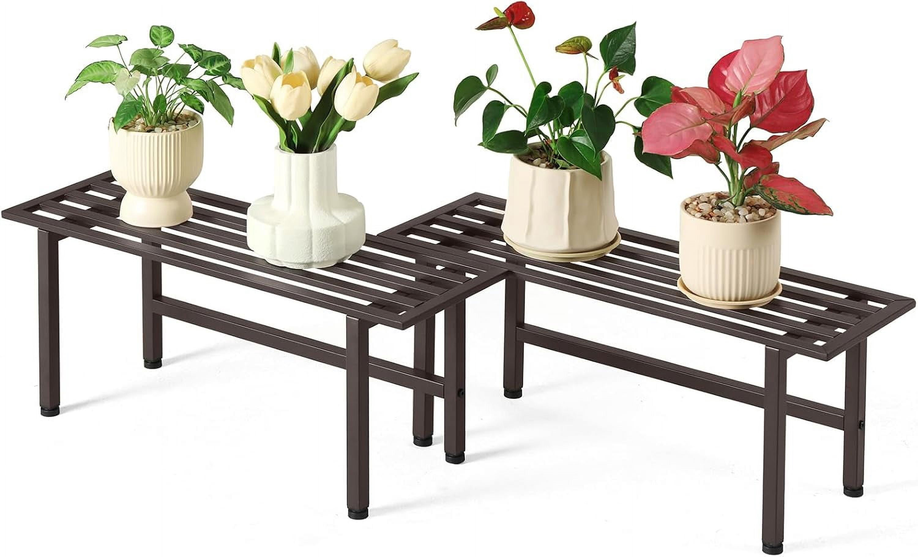 2 Pack Metal Plant Stand Outdoor Plant Shelf Indoor,1 Tier Heavy Duty ...