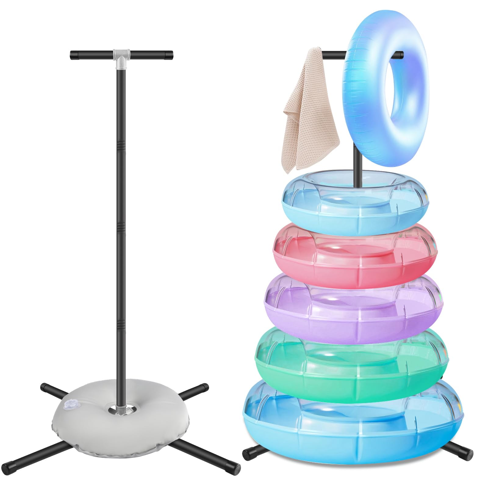 2 Pack Metal Pool Float Storage Rack, 65" x 34.5" Large Pool Float ...