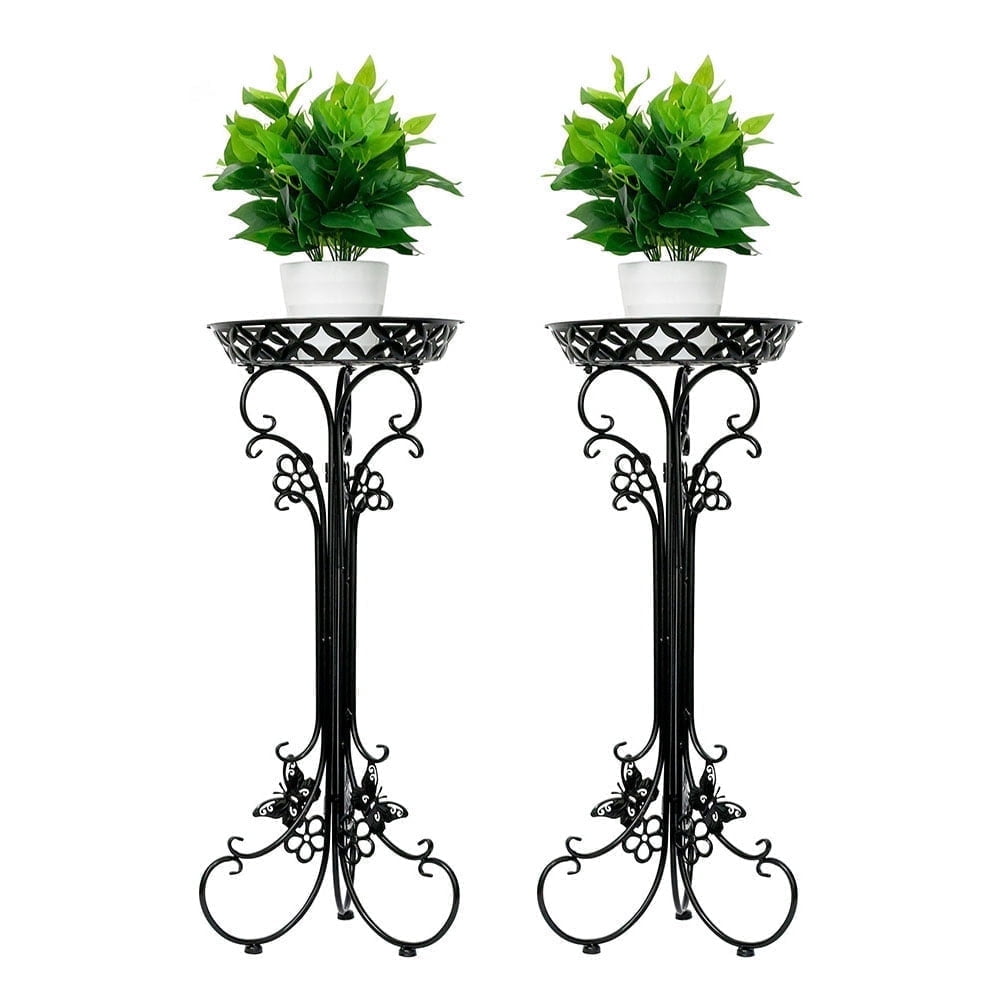 2 Pack Metal Potted Plant Stand Tall Flower Pot Stands Potted Holder ...