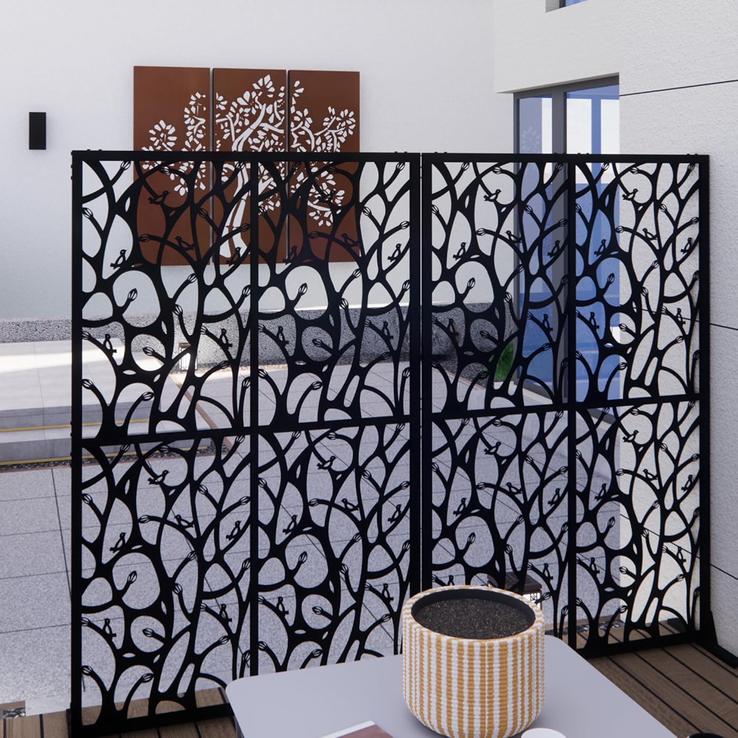 2 Pack Metal Privacy Screens 72" H Outdoor Privacy Screens Panels ...