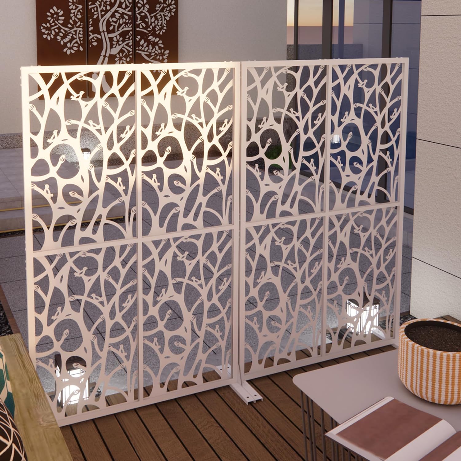 2 Pack Metal Privacy Screens 72" H Outdoor Privacy Screens Panels ...