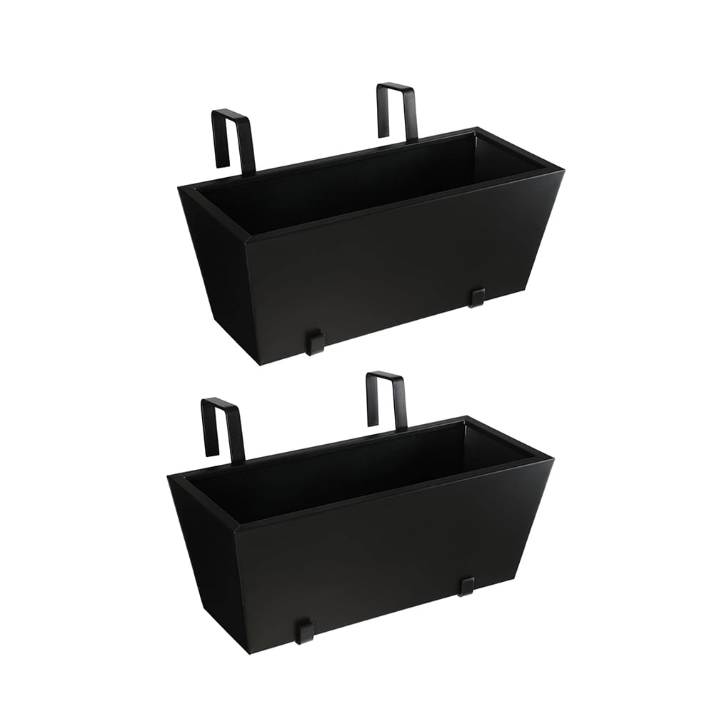 2-Pack Metal Railing Planter, Balcony Flower Box, Deck Rail Boxes for ...