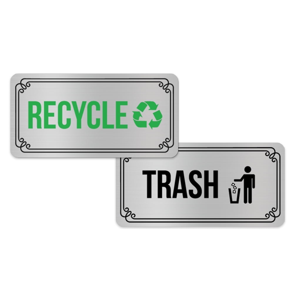 2-Pack Metal Recycle & Trash Magnets, Silver, Kitchen - Walmart.com